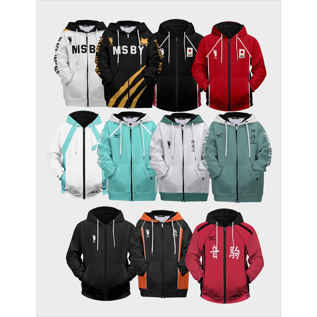 Jual Jaket Hoodie Sweater Anime Haikyuu Haikyu Volleyball Team Zipped ...