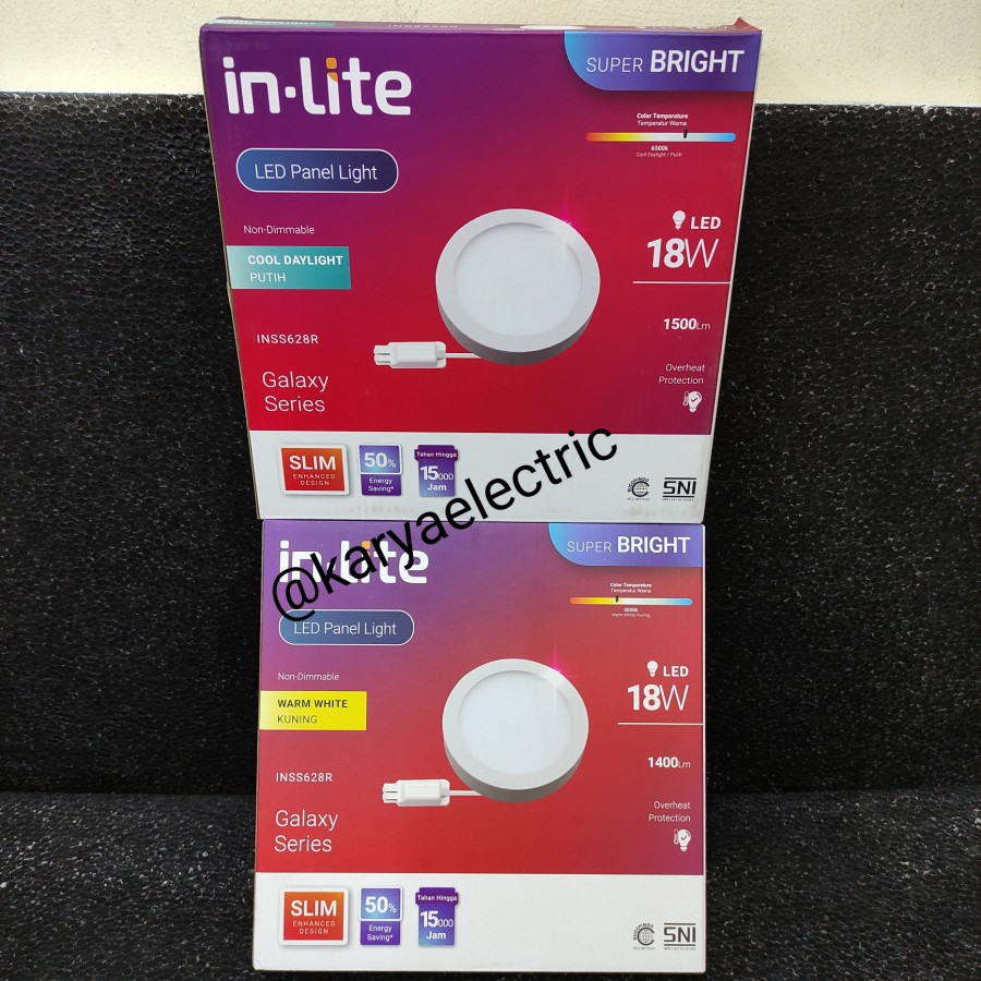 Jual LAMPU LED PANEL DOWNLIGHT INLITE IN LITE 18WATT BULAT OUTBOW ...