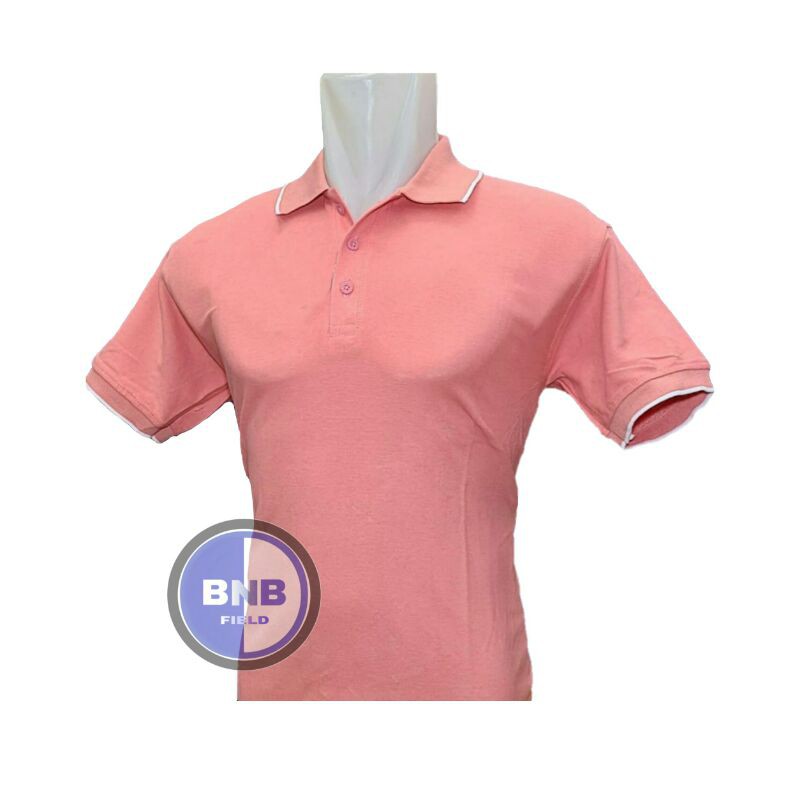 Jual KAOS KERAH POLO SHIRT SALEM PEACH LIS PUTIH BAHAN COTTON PIQUE ...