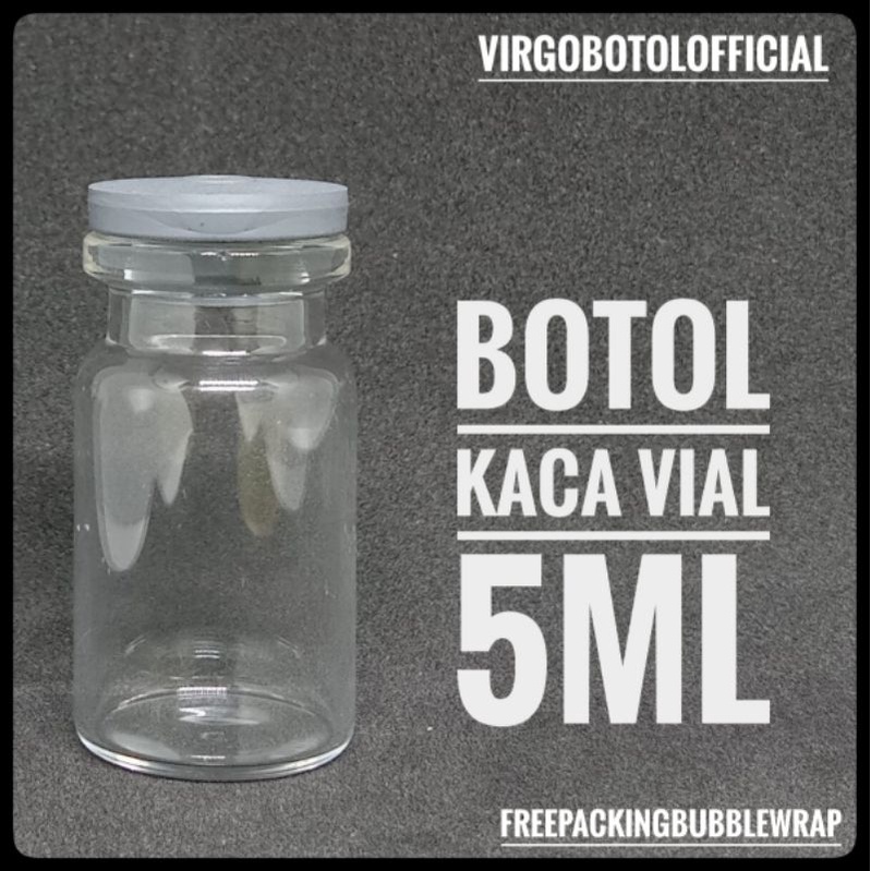 Jual Botol Kaca Vial 5ml Tutup karet Kedap Udara | Shopee Indonesia