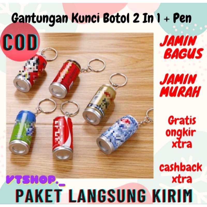 Jual V594 - Gantungan Kunci Minuman Kaleng 2 IN 1 Pena Bentuk Minuman ...