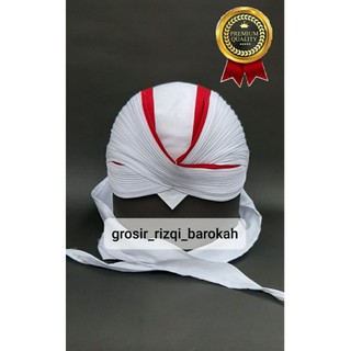 Jual BLANGKON JOGJA LIPAT HALUS PUTIH LIS MERAH SLIWIR / TOPI ADAT ...