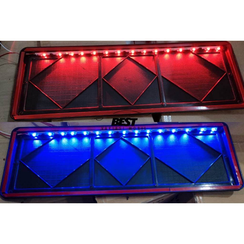 Jual DUDUKAN PLAT NOMOR MOBIL LAMPU LED 2 WARNA MERAH BIRU ACRYLIC ...