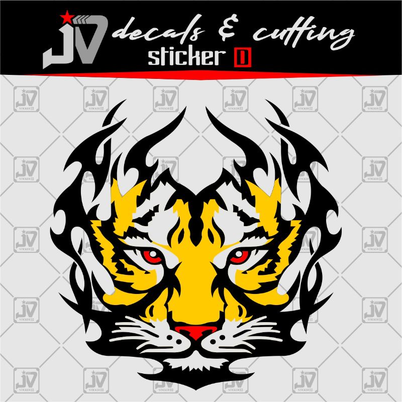 Jual sticker kepala macan/harimau triball api cutting sticker | Shopee ...