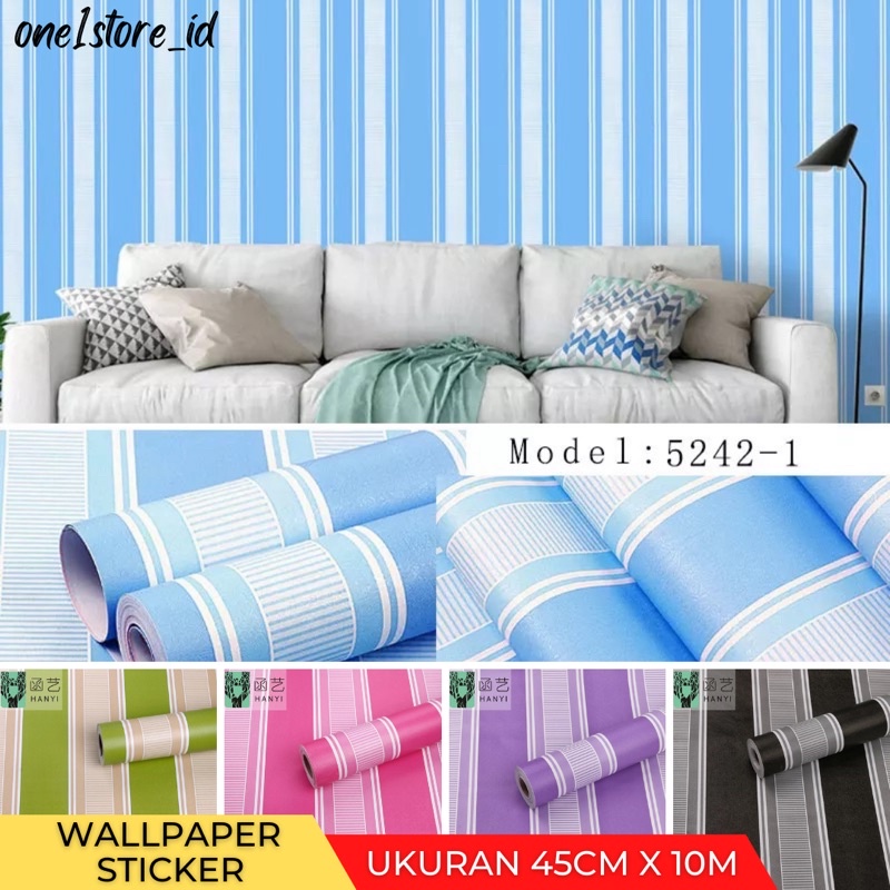 Jual Wallpaper Stiker Dinding Wall Sticker Motif Garis Warna 45cm x 10m ...