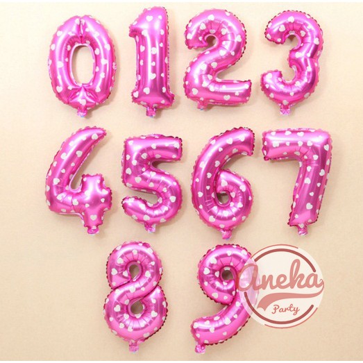 Jual Balon foil angka 0-9 pink / balon huruf dan angka pink / balon ...