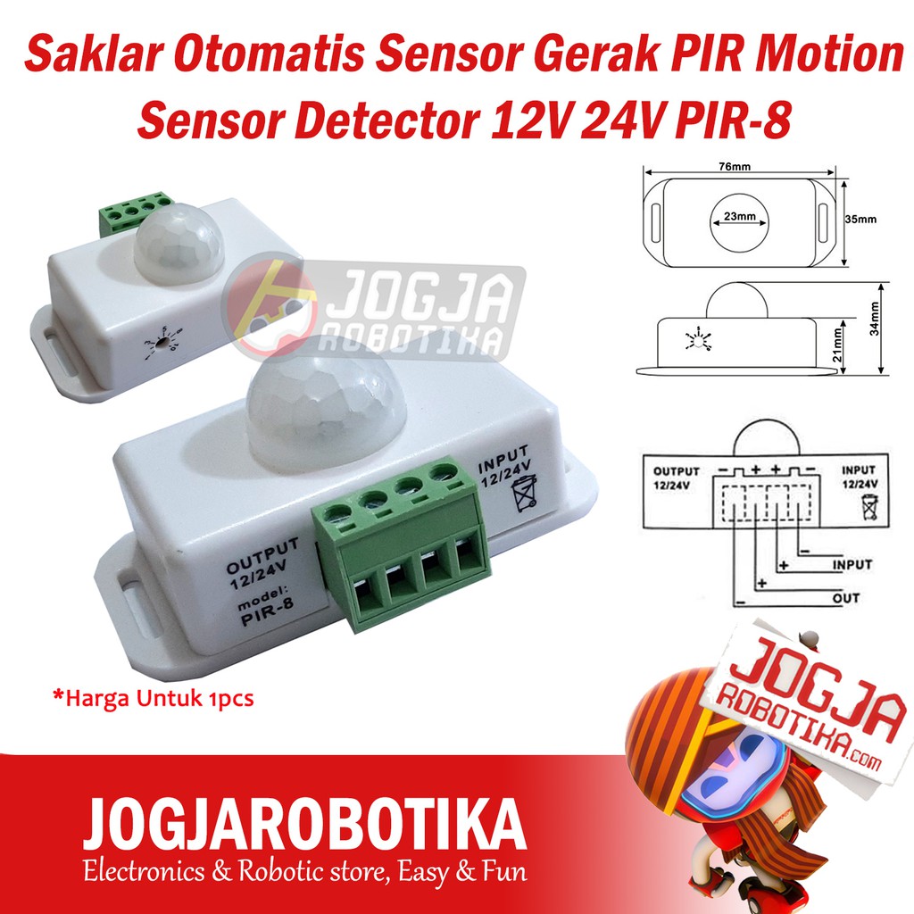 Jual Saklar Otomatis Sensor Gerak PIR Motion Sensor Detector 12V 24V ...