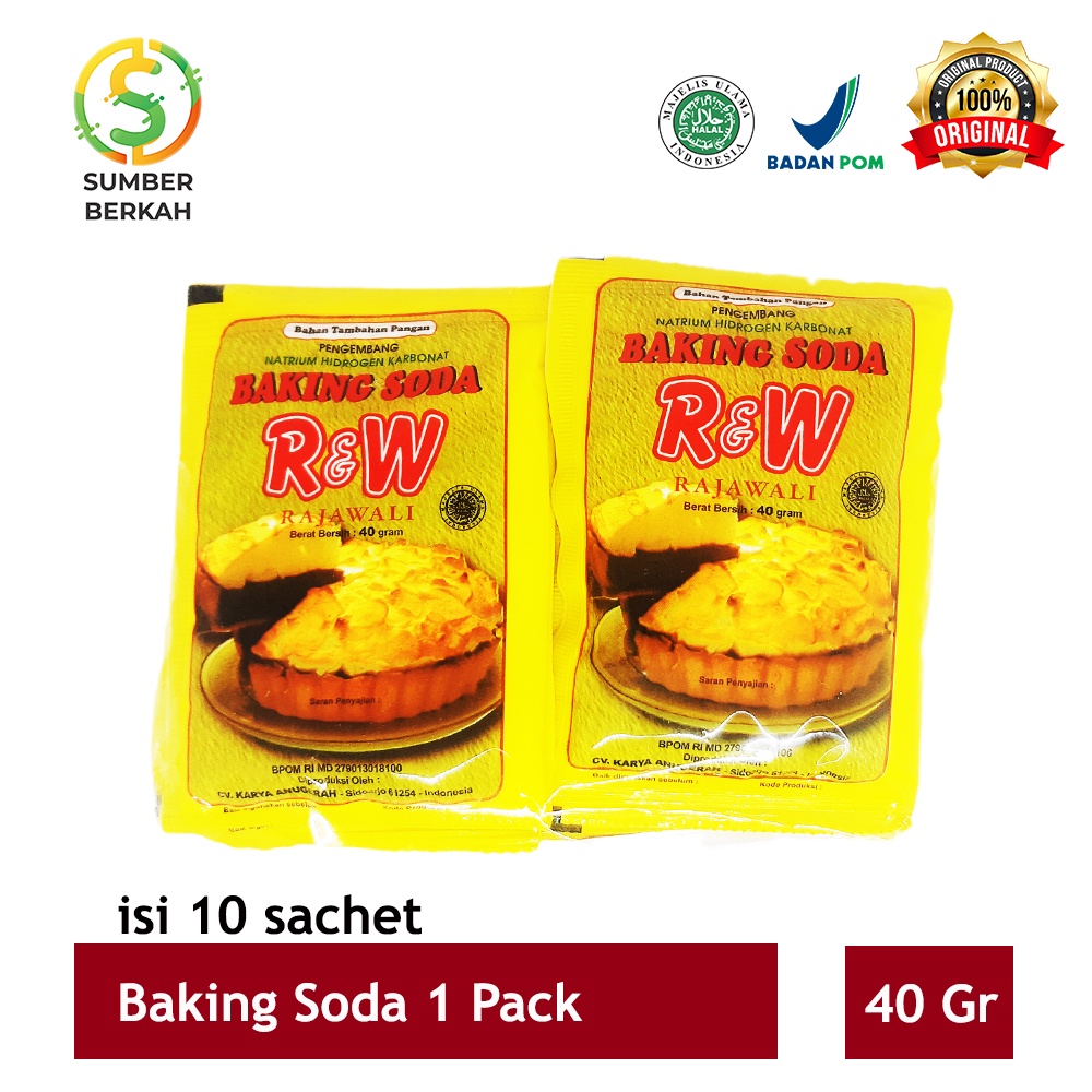 Jual Soda Kue Baking Soda Pengembang Kue Rajawali R&W RW 40 g 1 Pack ...
