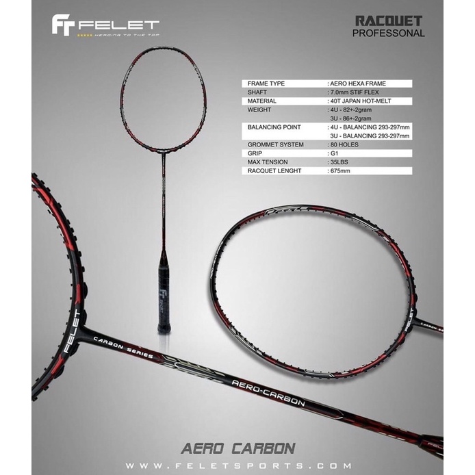 Jual Raket Badminton Fleet Felet Carbon Series Aero Carbon Original ...
