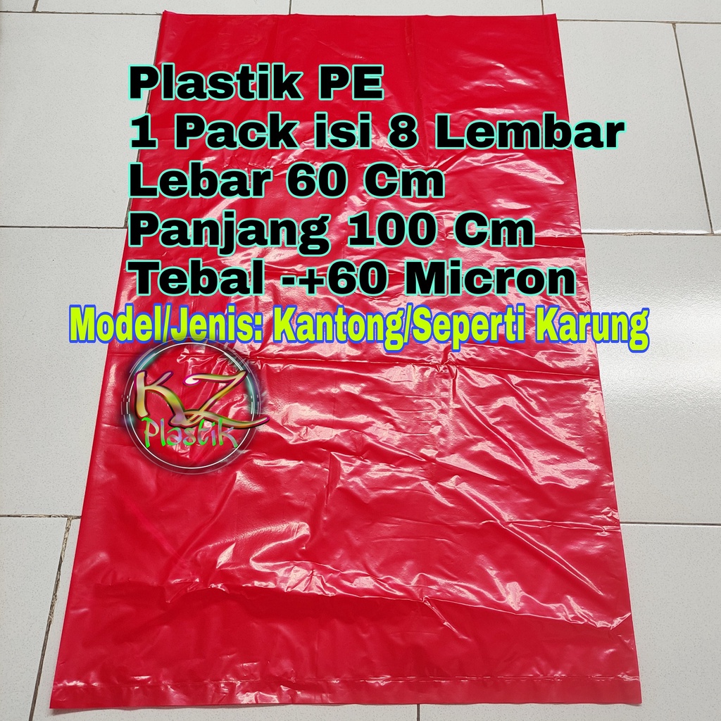 Jual Kantong Plastik Sampah Merah 60 x 100 Cm , Plastik PE Merah 60x100 ...