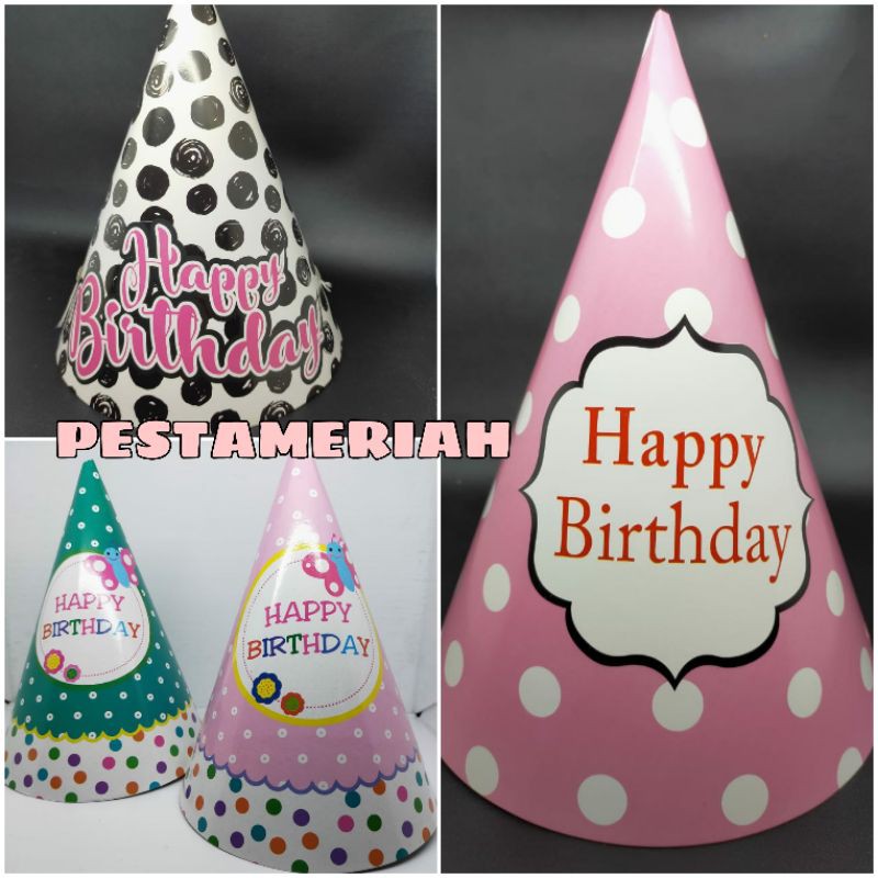 Jual TOPI ULANG TAHUN KERUCUT HAPPY BIRTHDAY / TOPI ULTAH KERUCUT HAPPY ...