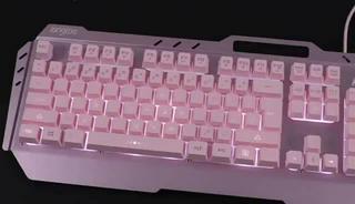 Jual Gaming Keyboard Mechanical Feel Pink Ungu Girl Cute LED backlight ...