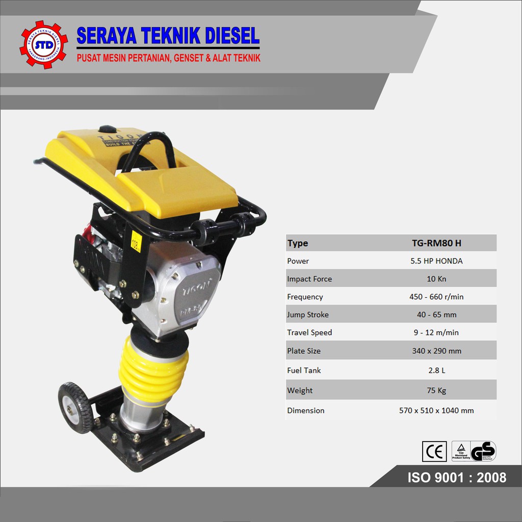 Jual STEMPER KUDA TIGON ENGINE HONDA / TAMPING RAMMER TG-RM80H TIGON ...