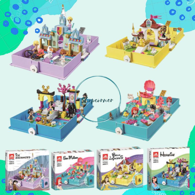 Jual Mainan Disney Princess Bricks Storybook Belle Ariel Frozen ...