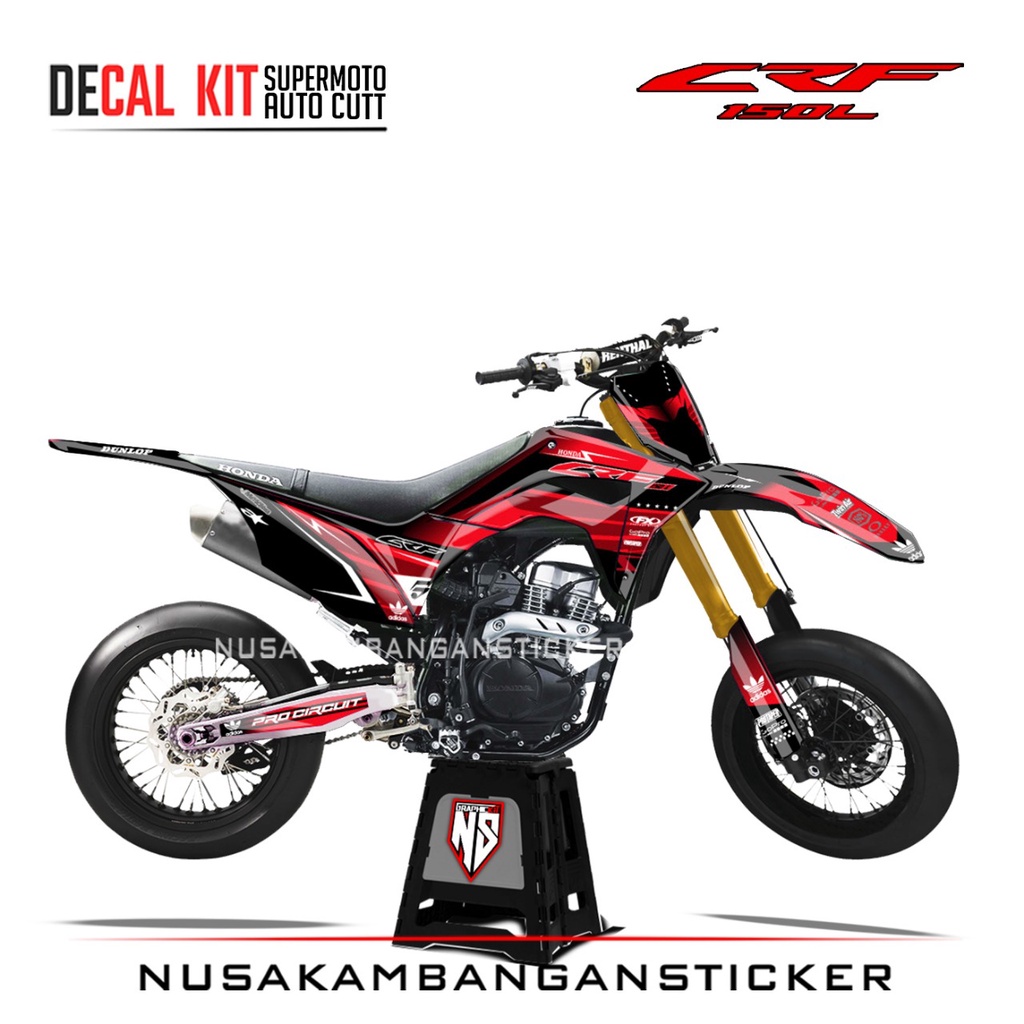 Jual Decal Kit Supermoto Motor Honda CRF 150 L Full Body Merah Grafis ...