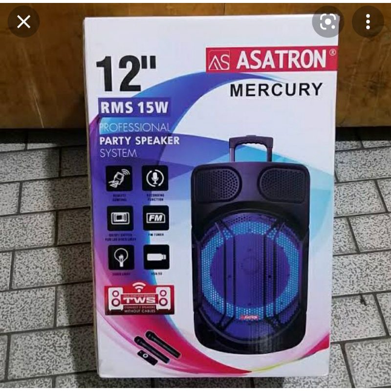 Jual Speaker Portable 12 inch Asatron mercury 2 mic wireless | Shopee ...