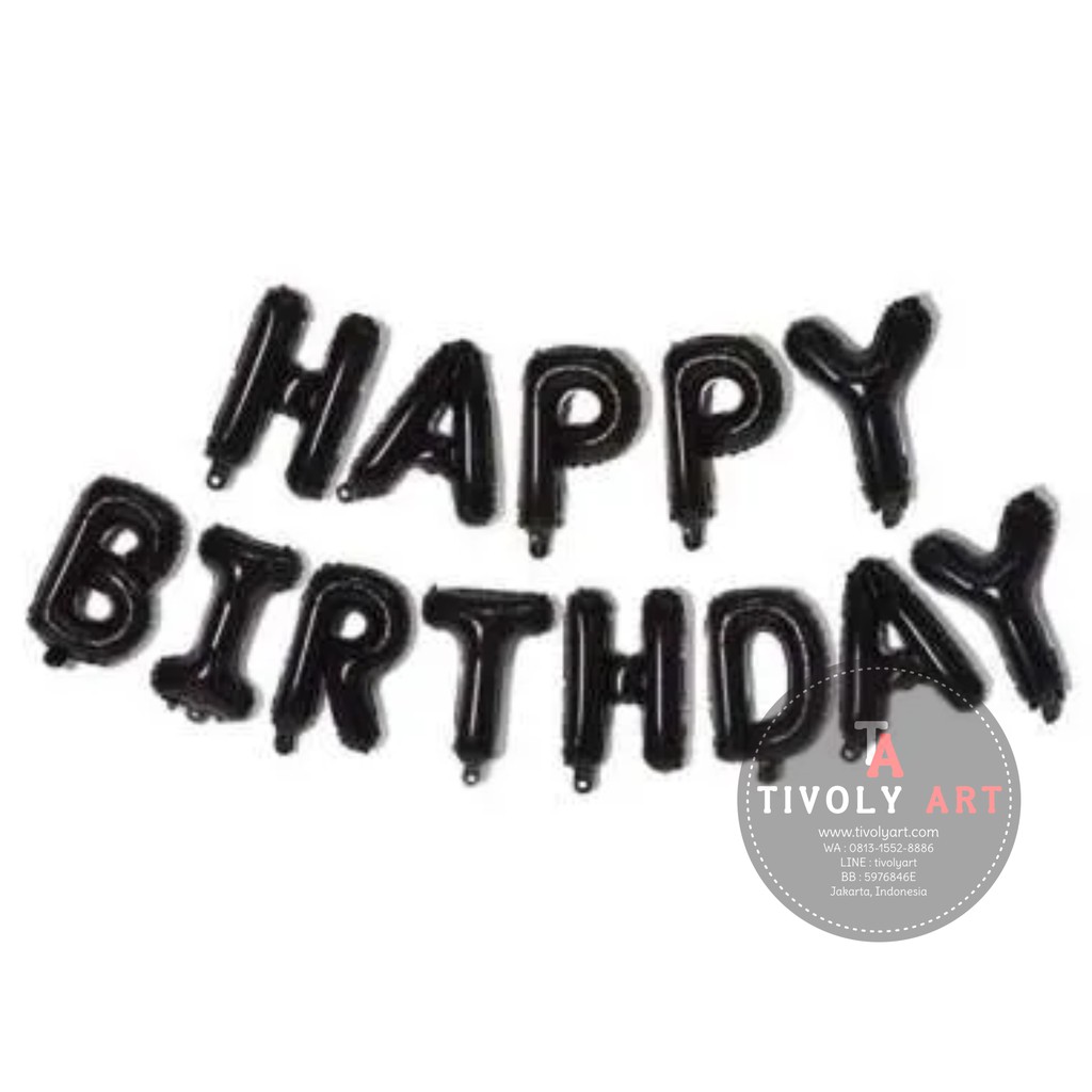 Jual Balon Huruf HAPPY BIRTHDAY SET HITAM / Balon Huruf Hbd Set Hitam ...