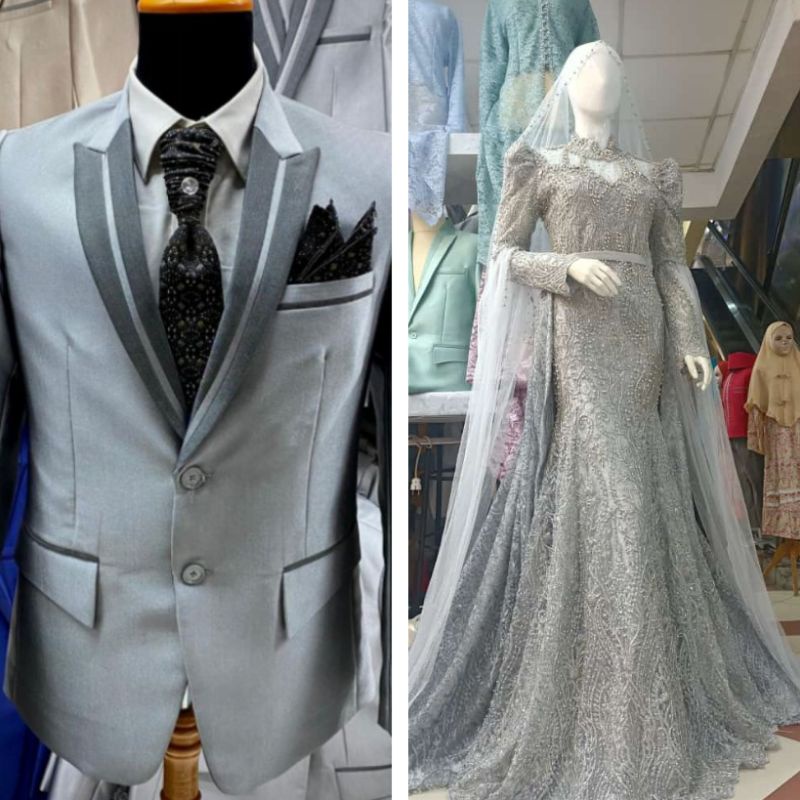 Jual Couple Jas Premium Gaun Wedding Dress Gaun Pengantin Mewah Ekor