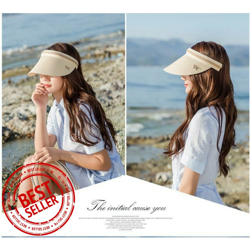 Jual Topi Pantai Besar Pinggiran Lebar Jerami Visor - Topi Musim Panas ...