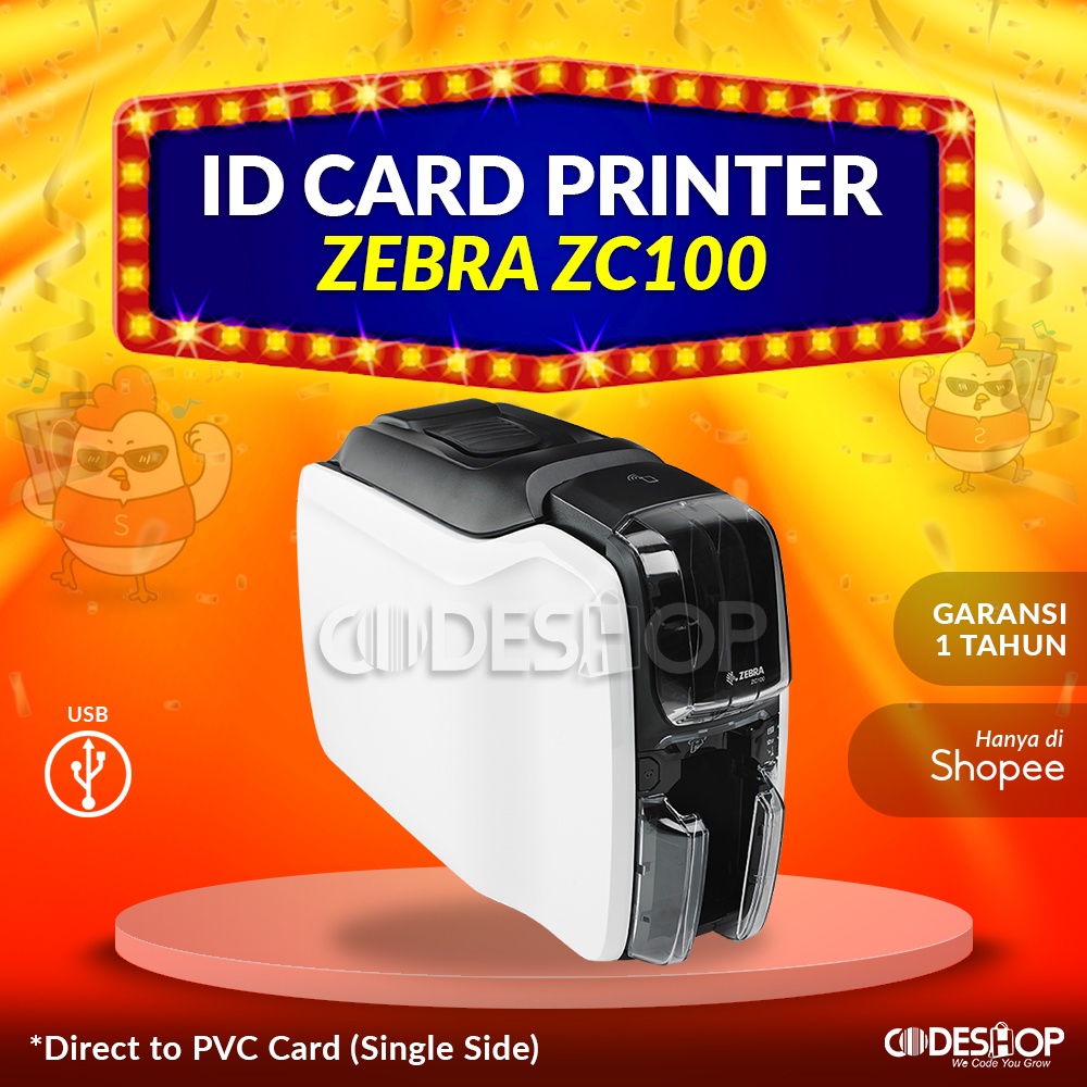 Jual Printer ID Card Zebra ZC100|ZC 100 Cetak Kartu Single Side | Shopee Indonesia