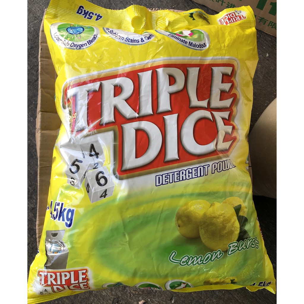 Jual TRIPLE DICE DETERGENT POWDER LEMON 4.5KG Indonesia|Shopee Indonesia