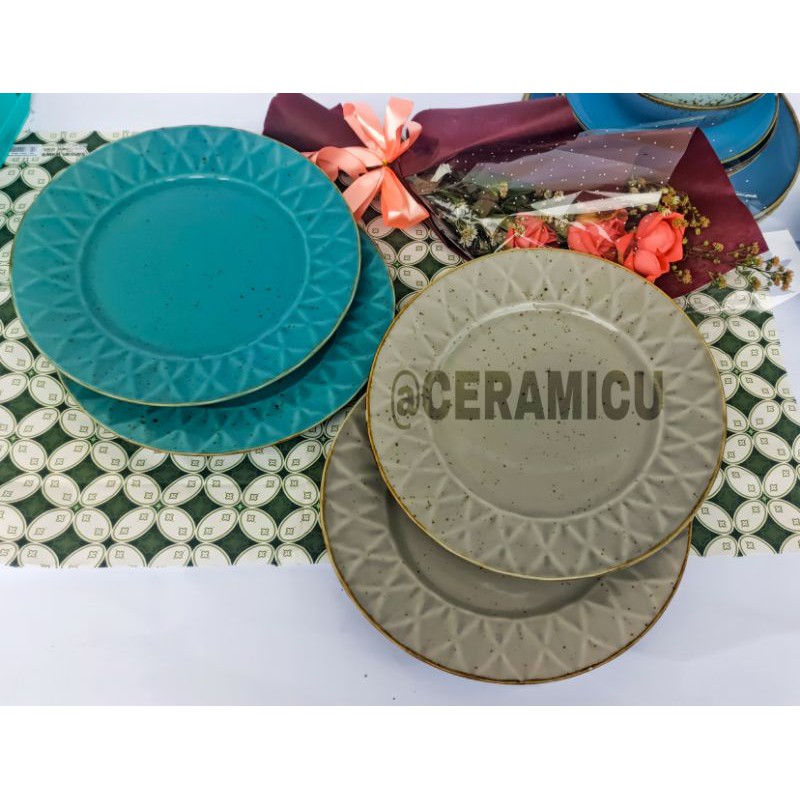 Jual PIRING MAKAN KERAMIK MURAH / DINNER PLATE RUSTIC TIMBUL / PIRING ...