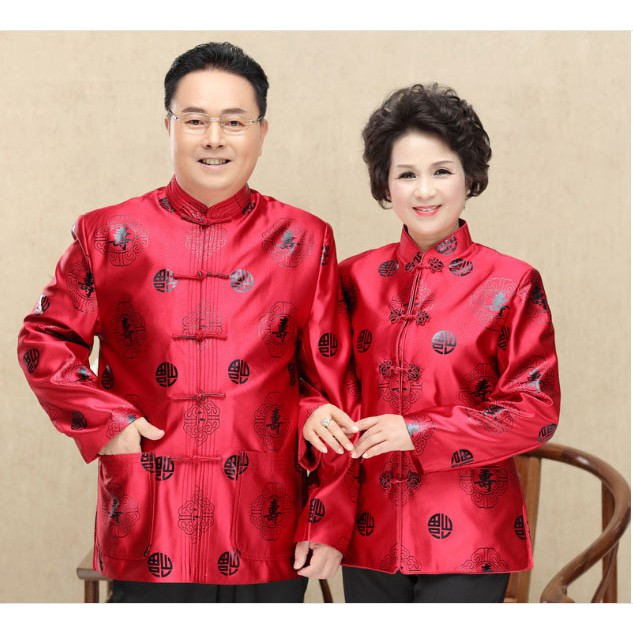 Jual KOSTUM CHEONGSAM PRIA DAN WANITA WARNA MERAH TULISAN MANDARIN ...