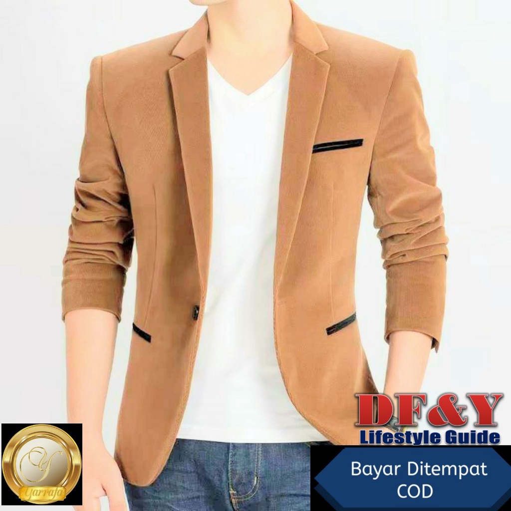 Jual YARRAFA Jas Blazer Pria Coklat Muda / Jas Blazer Pria Eksekutif ...