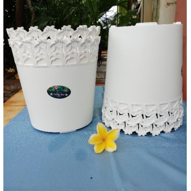 Jual POT BULAT KOREA. POT BUNGA BULAT KOREA 25 PUTIH Lucky Star 5372 ...