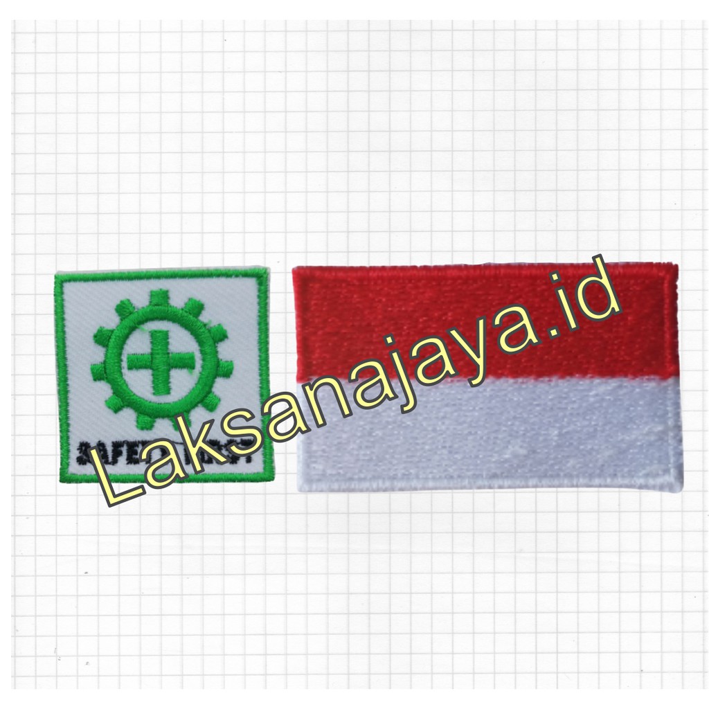 Jual [1 SET] LOGO K3 SAFETY FIRST DAN BENDERA MERAH PUTIH BORDIR / BET K3 SAFETY FIRST DAN ...
