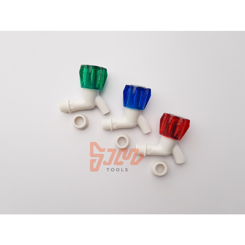 Jual Kran / Keran Tembok PVC Kepala Bulat Double Drat 1/2" - 3/4 ...