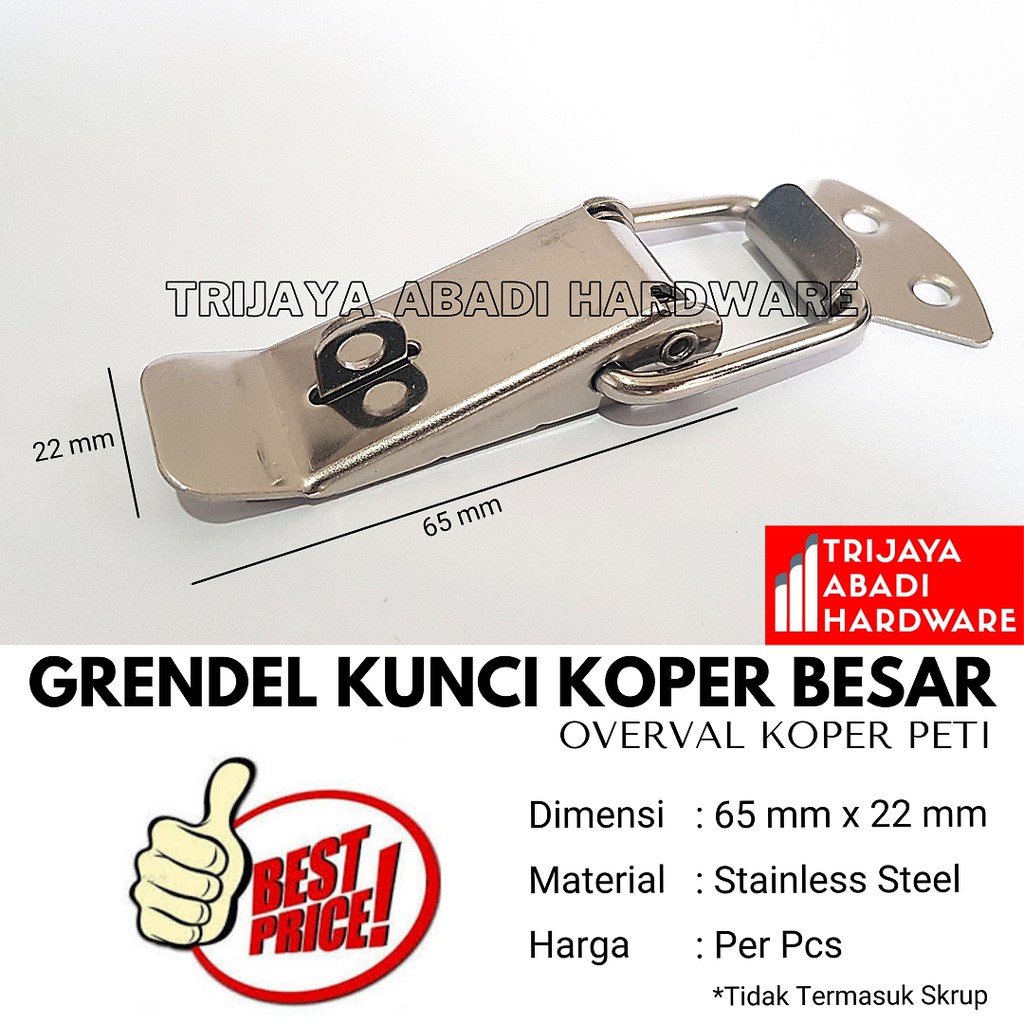 Jual Grendel Kunci Koper Besar 65 mm Overval Koper Peti Stainless Steel ...