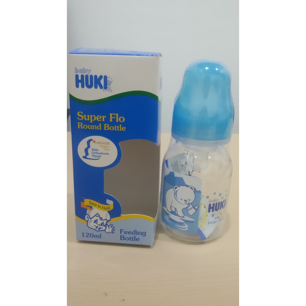 Jual HUKI SUPER FLO ROUND BOTTLE 120ML / BOTOL SUSU / BOTOL HUKI ...