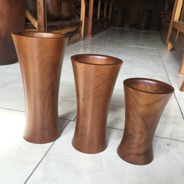 Jual Vas bunga kayu Jati polos A 20 - 25 - 30 cm Indonesia|Shopee Indonesia