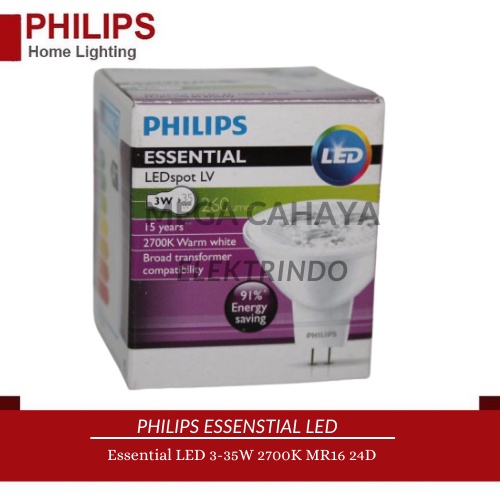 Jual Philips Hologen Essential Led 3 35w 2700k Mr16 24d Shopee Indonesia