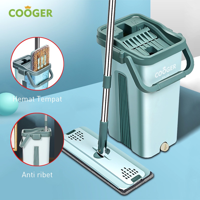 Jual COOGER Alat Pel Lantai Praktis dengan Ember 2 Sekat Pencuci dan ...