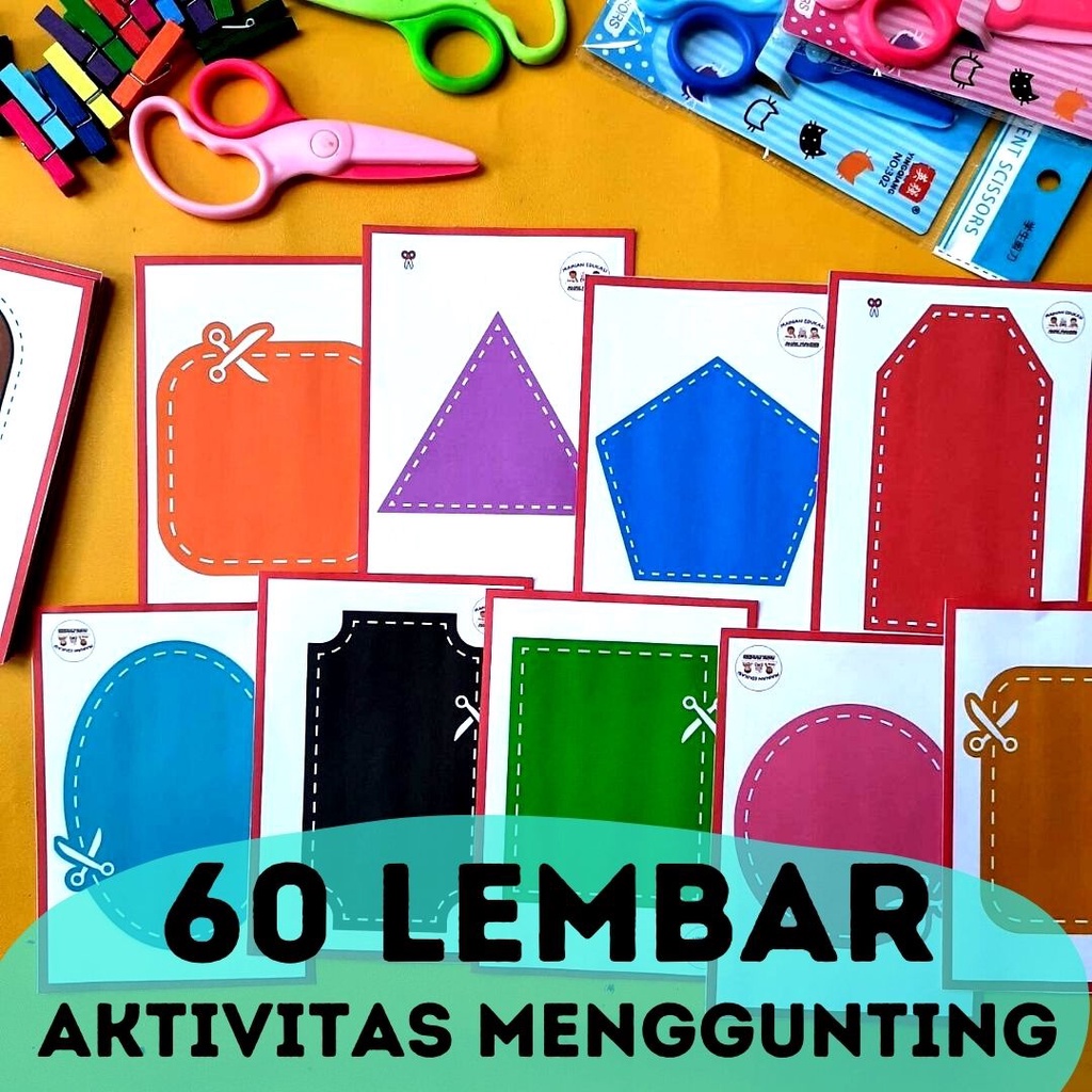 Jual Paper Cutting Worksheet Aktivitas Menggunting Mainan Motorik Halus ...