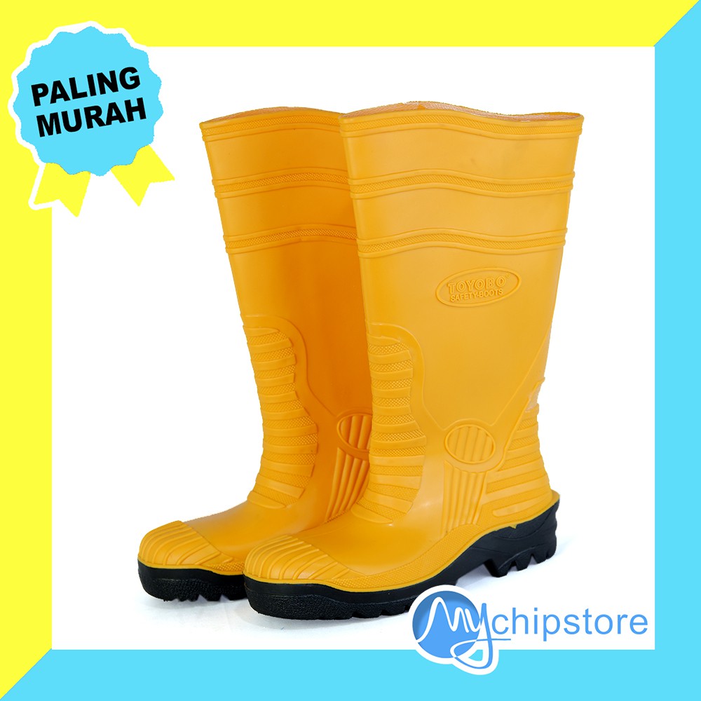 Jual Sepatu Safety Boot Karet Rubber TOYOBO KUNING SAFE-T Ujung BESI ...