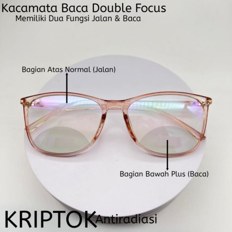 Jual kacamata double fokus plus Baca buat pria dan wanita lensa cryptok ...