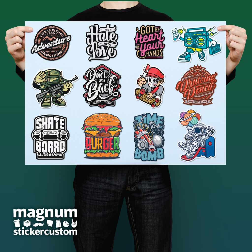 Jual Cetak Stiker Custom, Print and Cut, Tanpa Minimal Order, Desain ...