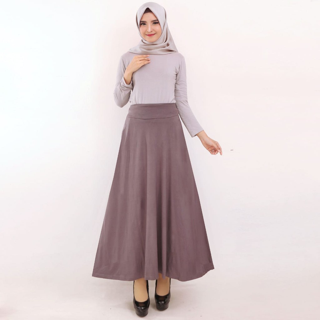Jual Rok Panjang Spandex Muslim Wanita Kantong 3901 | Shopee Indonesia