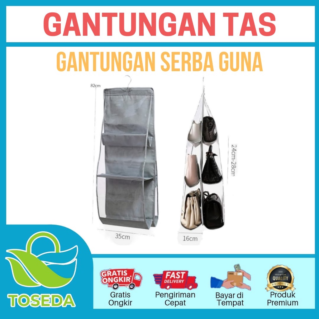 Jual Rak Gantungan Tas Lemari Cupboard Bag Storage 6 Sekat Tempat Tas ...