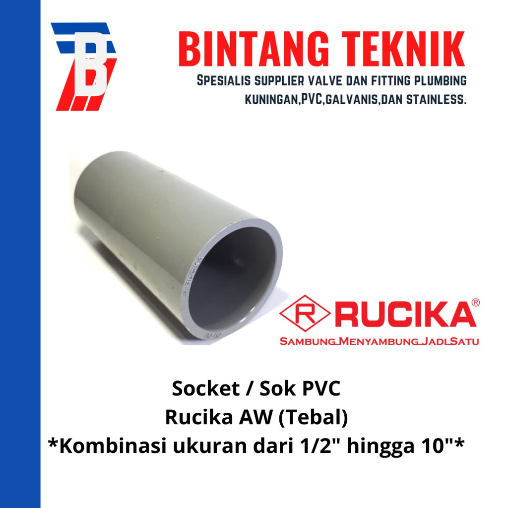 Jual Socket / Sok PVC Rucika 1" inch AW (Tebal) | Shopee Indonesia