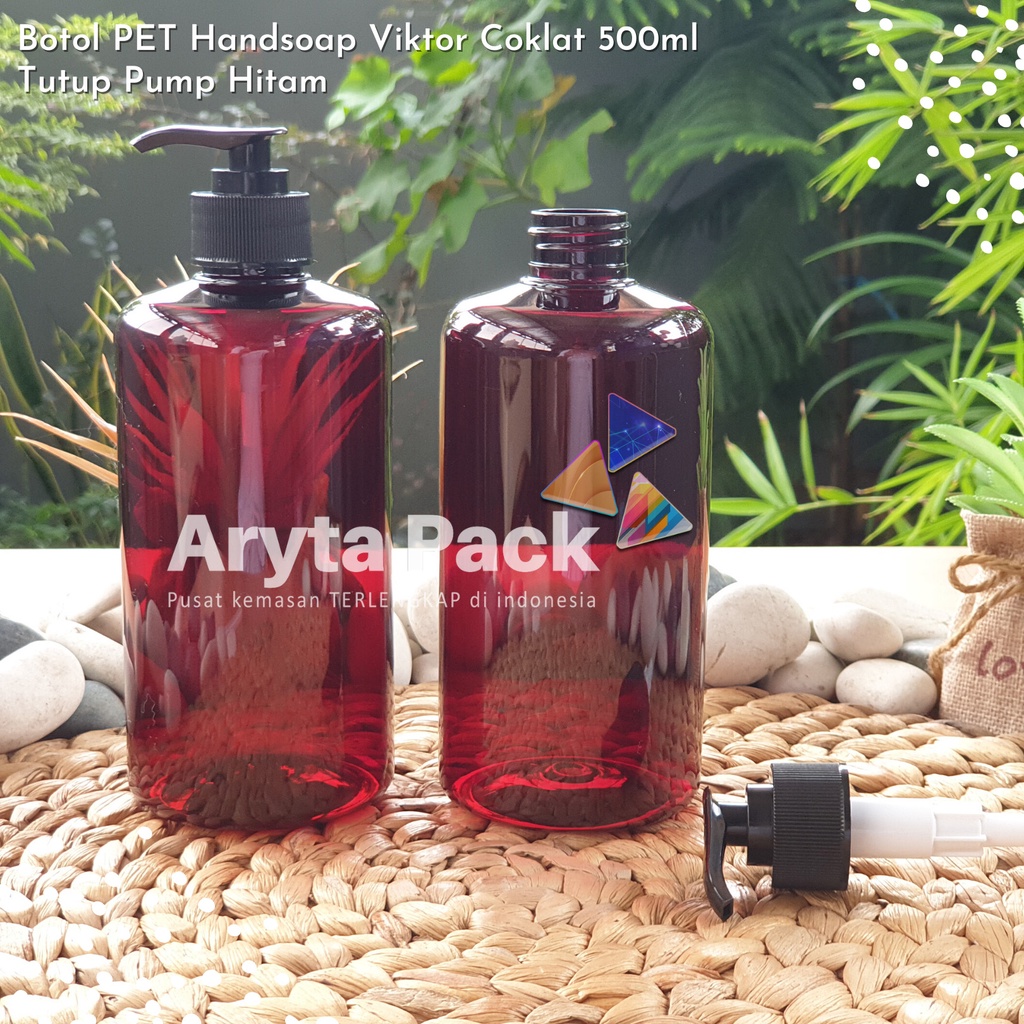 Jual Botol plastik PET 500ml viktor handsoap sanitizer coklat tutup pump | Shopee Indonesia