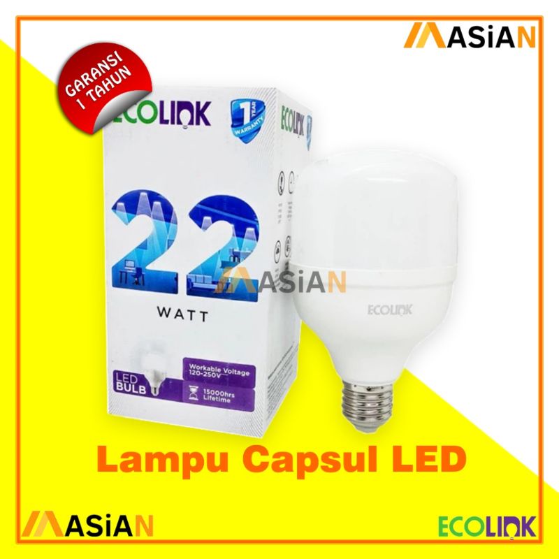 Jual ECOLINK LED BULB CAPSUL 22 WATT E27 | Shopee Indonesia