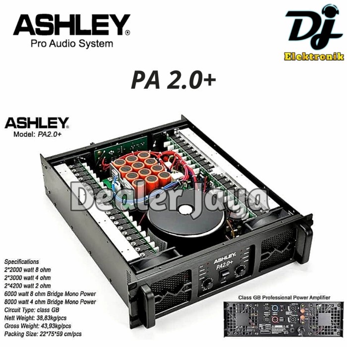 Jual Power Amplifier Ashley PA 2.0 + / PA 2.0+ / PA2.0 + - 2 channel | Shopee Indonesia