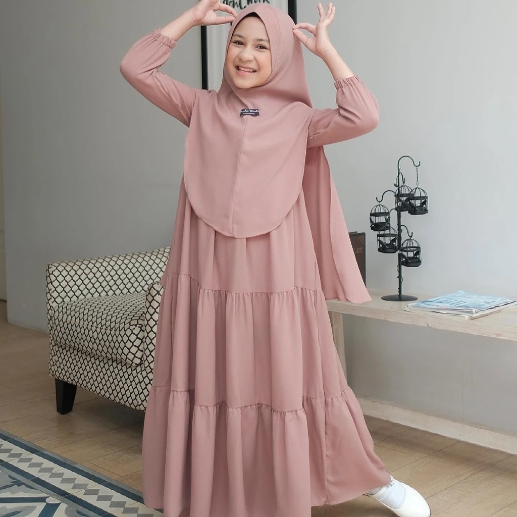 Gamis Polos Premium Gamis Anak Perempuan 1 2 3 4 5 Tahun - gamis anak