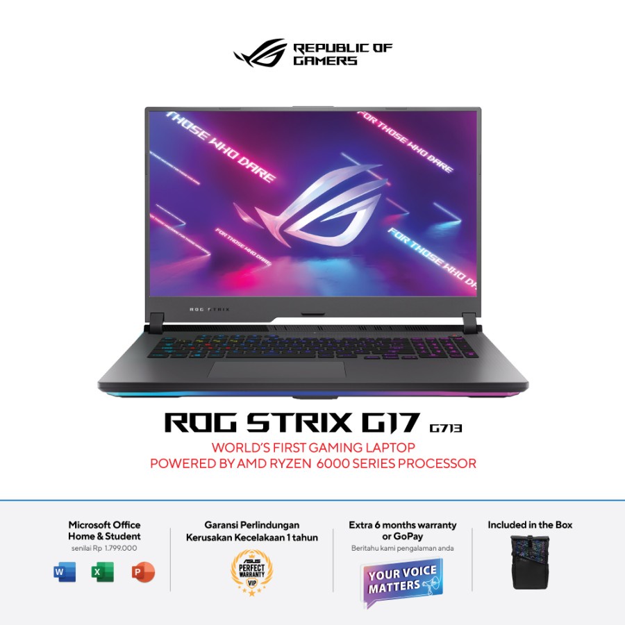 Jual ASUS ROG Strix G17 G713RC-R735B6G-O RYZEN 7-6800H 8GB 512GB WIN11 ...