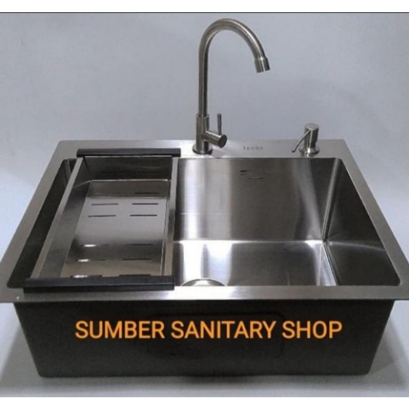 Jual KITCHEN SINK INOBE 6045 KOMPLIT SET KRAN FLEXIBEL / BAK CUCI ...