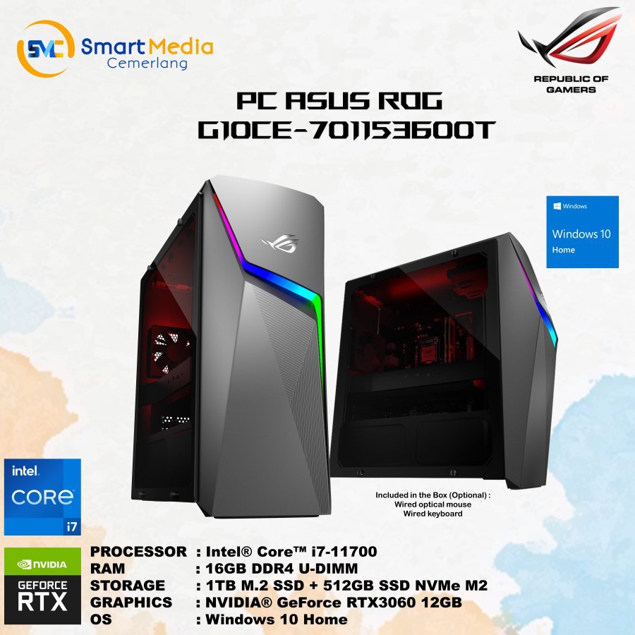 Jual PC ASUS ROG STRIX G10CE - INTEL I7-11700 16GB 1TB + 512GB RTX3060 ...